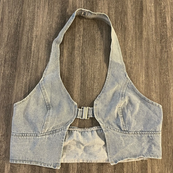 Tops | Light Blue Denim Halter Top | Poshmark